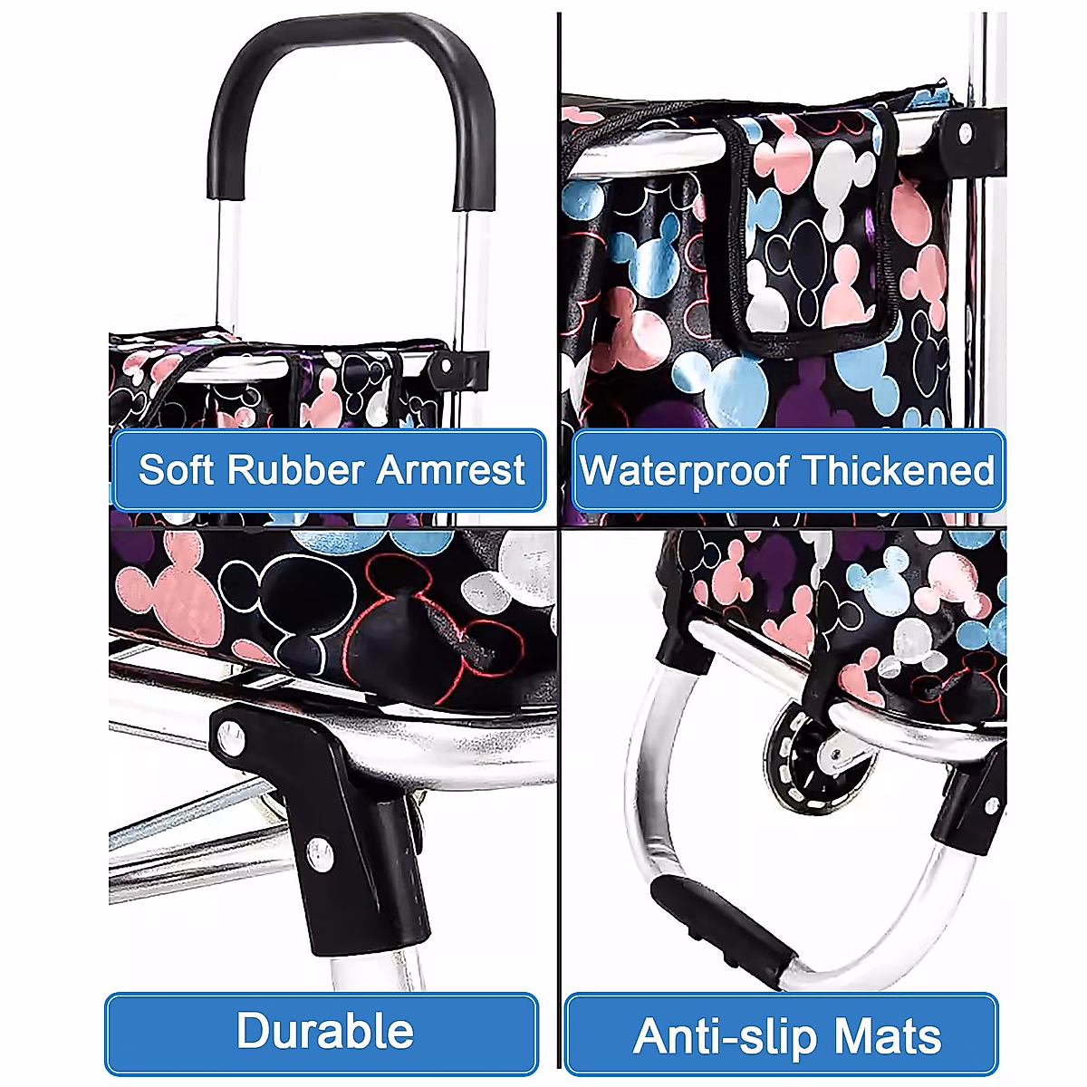 Trolly Cart with Wheels, Portable Shopping Cart, with Telescopic Handle, for Home, Garden, Shopping, Office.