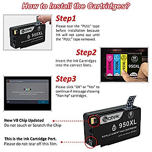 Sotek Compatible Ink Cartridge Replacement for HP 950XL 951XL 950 951 High Yield, Work for Officejet Pro 8610 8600 8615 8620 8625 8630 (BK/C/M/Y, 4-Pack)