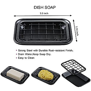 Mason Jar Bathroom Accessories Set(6PCS) - Foaming Soap Dispenser,Toothbrush Holder,Qtip Holder,Apothecary Jars, Soap Dish,Metal Wire Storage Organizer - Rustic Farmhouse Decor (Black)