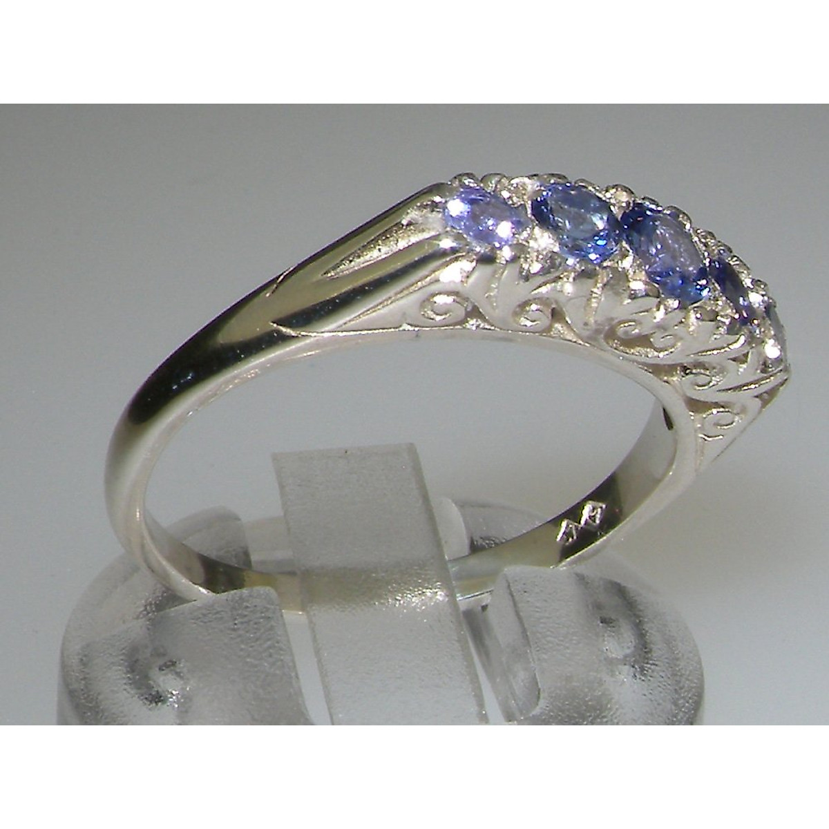 925 Sterling Silver Real Genuine Tanzanite Womens Band Ring - Size 10
