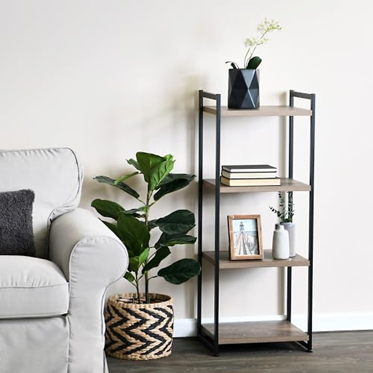 Household Essentials, Natural and Black Cattail and Paper Zee Basket