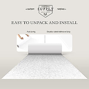 Supply Flora SLS Wedding Aisle Runner, White Floral Print Wedding Floor Must-Have with Pull String and Double-Sided Adhesive Strip, for Indoor and Outdoor Weddings, 50 x 3 Feet