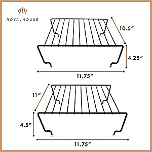 Expandable Shelf Organizer - Kitchen Cabinet, Kitchen Countertop & Bath Cabinet & Garage Shelf Organizer, Kitchen Storage & Organizer Accessories (Black) - 2 Pack