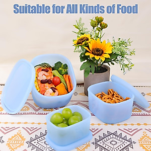 Viotiin Silicone Food Storage Containers with Airtight Lids, Set of 6, 8oz + 16oz + 24oz, Nesting Meal Prep Container for Lunch, Leftovers, Fruits, Dishwasher & Microwave & Freezer Safe, Green + Blue