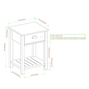 18 Inch Farmhouse 1 Drawer Side Table with Grey Wash Finish
