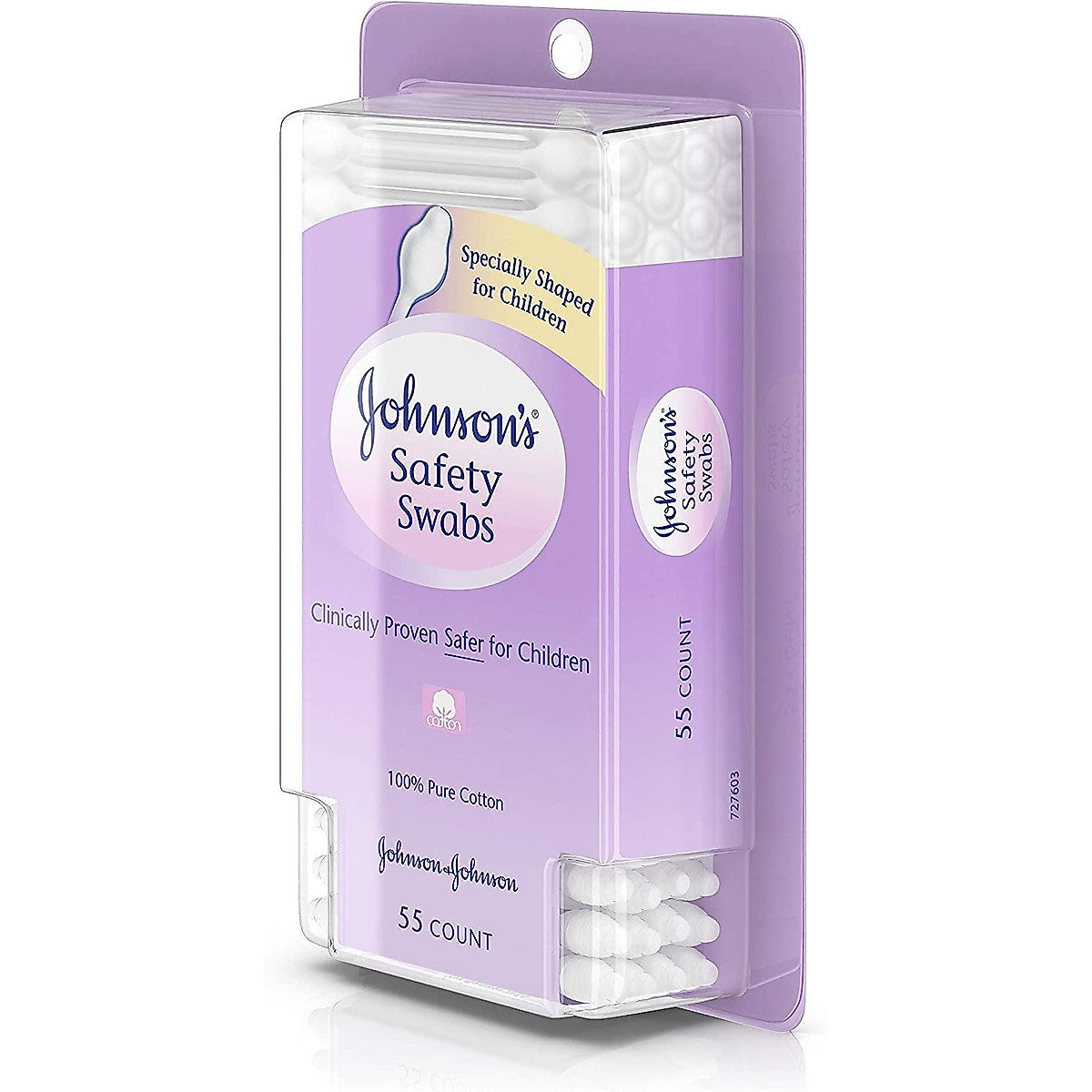 Johnson's 008256OurBundle Non-Chlorine Bleached Safety Ear Swabs for Babies and Children, 55 ct ( Pack of 2)