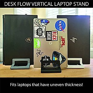 Vertical Laptop Stand for Desk - Adjustable Vertical Laptop Holder for Compatibility - Save Space & Improve Airflow with MacBook Vertical Stand - Suitable For All Laptop Holder Desk | White
