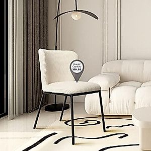 SIMTONAL Kitchen Chairs Set of 6, Mid Century Modern Dining Chairs, Beige