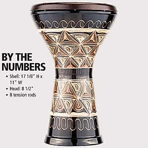 Meinl Percussion Copper Doumbek Egyptian Goblet Drum, Hand Engraved — MADE in TURKEY — Synthetic Head, 2-YEAR WARRANTY (HE-3012)