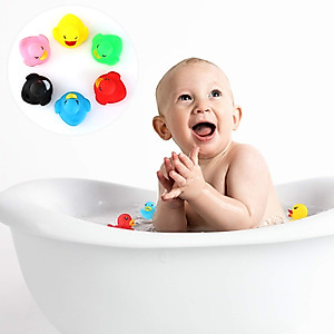LUTER 48Pcs Rubber Ducky Bath Toy for Kids, Float and Squeak Mini Small Ducks Bathtub Toys for Shower/Birthday/Party Supplies (Multicolored)（3.5×3.5×3cm/1.4×1.4×1.2inch）