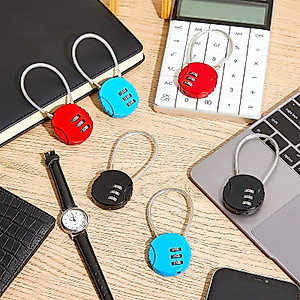 Combination Lock 3 Digit Luggage Locks Small Gate Locks TSA Bag Locks Waterproof Travel Padlock for School Gym Sports Fence Toolbox Gate Case, Hasp Storage (Red, Black, Blue,3 Pieces)