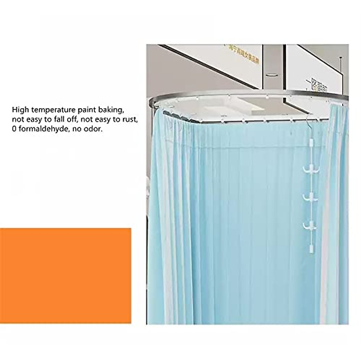 Clothing Store Fitting Room Curtain Whtie Frame, Portable Temporary Mobile Privacy Protection Dressing Room, Foldable Mall Simple Changing Room and Display Rack, 200x95x95cm (Pink)