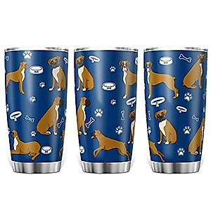 WmhrYpzhL Boxer Travel Mug Dog Pattern Coffee Mug Stainless Steel Insulated Tumbler For Ice Drinks＆Hot Beverage Gifts Boxer