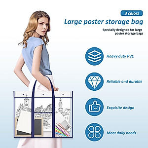 3 Pcs Large Poster Storage Bag 31.5'' x 25.5'' Bulletin Board Holder Art Portfolio Case PVC Art Portfolio Container Bulletin Board Storage Box with Pocket for Teachers Artist Classroom Organization