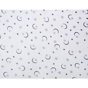 Cozy Fleece Microplush Super Soft Fitted Crib Sheets (Set of 2), Grey/White with Moon & Stars (93CK2FNLFLCP01028x52)