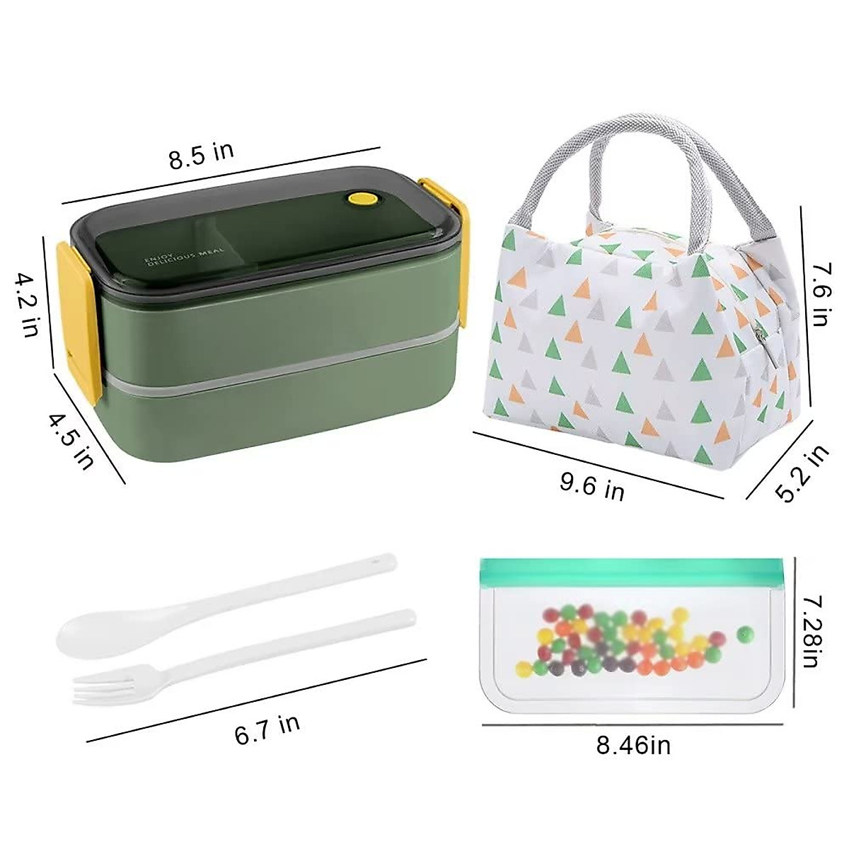 NatraProw Bento Box Adult Lunch Box, Leakproof 2 Layer Adult Bento Box with Detachable Divider, Lunch Bag, BPA Free Bento Lunch Box for Adults with Utensils, Microwave Safe Meal Prep Container