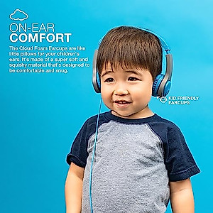 JLab JBuddies Folding Kids Wired Headphones Gen 2, Blue/Grey, Toddler Headphones, Noise Isolation, Kids Safe, Volume Limiting Headphones, Headphones for Children Ages 2+