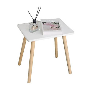 AWASEN Side Table, Small End Accent Table for Living Room Bedroom Office Small Spaces, Modern White Side Table Nightstand with Solid Wood, Easy Assembly, (White)