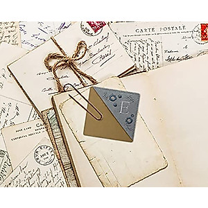 Penta Angel Embroidered Corner Bookmark Felt Triangle Letter Personalized Handmade Cute Flower Page Book Marker Clip for Women Kids Student Reading Lover (E)