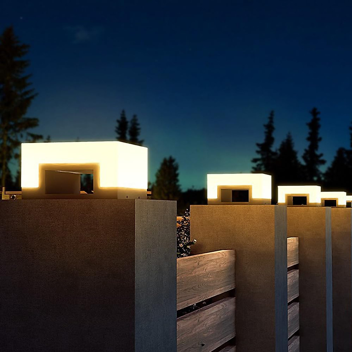 JHBHQKX Outdoor Solar Post Cap Light, Square Exterior Pillar Lantern IP65 Waterproof LED Landscape Lighting Garden Lights for Street Patio Backyard Villa Pathway Lighting