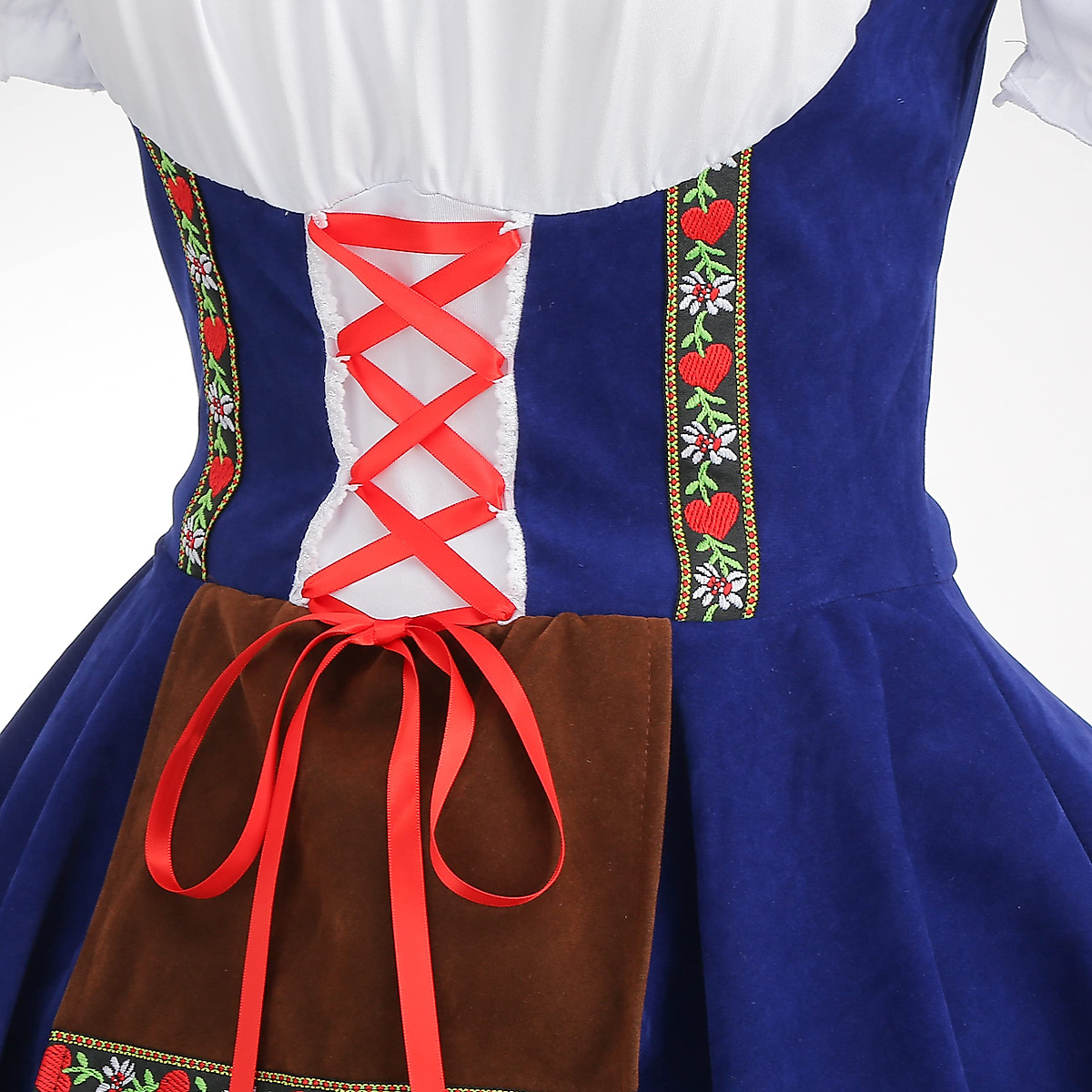 Colorful House Women's Oktoberfest Costume Adult Off-Shoulder Beer Maid Costume for Bavarian Carnival(Blue, Large)