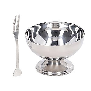 Aramox Ice Cream Bowl, Elegant Trifle Tasting Bowls Scratch Proof Stainless Steel Rust Resistant with Fork for Hotel (250ml)
