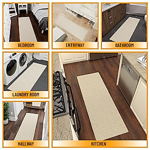 Ottomanson Indoor Solid Shag Design Rubber Back 2x5 Soft Pile Shag Runner Rug for Hallway, Entryway, Kitchen, Living Room, Bedroom, Bathroom, 20" x 59", Cream