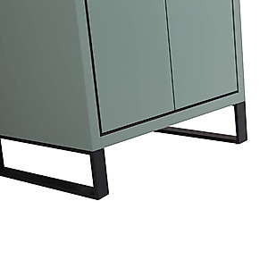 Fine Fixtures Opulence Collection 24 in. W x 18 in. D x 33 in. H Bathroom Vanity in Mint Green with White Matte Sintered Stone Sink - Black Hardware