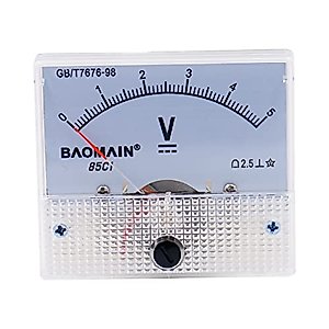 Baomain Analog Voltmeter 85C1 DC 0-5V Rectangle Analog Volt Panel Meter Gauge