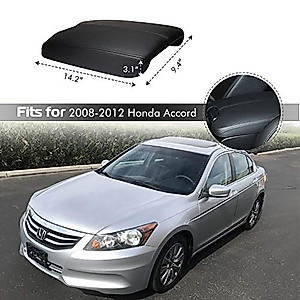 A ABIGAIL Center Console Armrest Cover for 2008 2009 2010 2011 2012 Honda Accord Auto Leather Suture Console Lid Cover Replacement (Black)