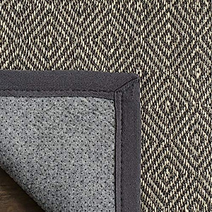 SAFAVIEH Natural Fiber Collection Area Rug - 8' x 10', Natural & Dark Grey, Rustic Border Sisal Design, Easy Care, Ideal for High Traffic Areas in Living Room, Bedroom (NF151A)