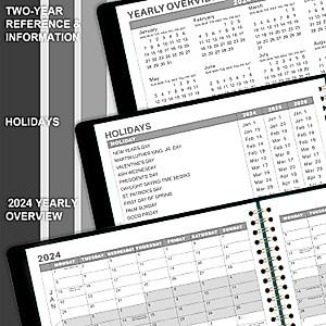 2024 Appointment Book/Planner - Weekly Appointment Book/Planner 2024, Jan 2024 - Dec 2024, 8"x 10", 2024 Daily/Hourly Planner with Tabs, 15-Minute Interval, Flexible Soft Cover - Black