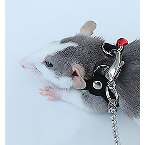 3 Pack Rat Harness and Leash Set - Adjustable Traction Rope Strap Anti-Biting Chain Rope, Small Animal Training Walking Vest Leash for Fancy Rat Mouse Gerbil Hamster Sugar Glider Birds Reptile (Black)