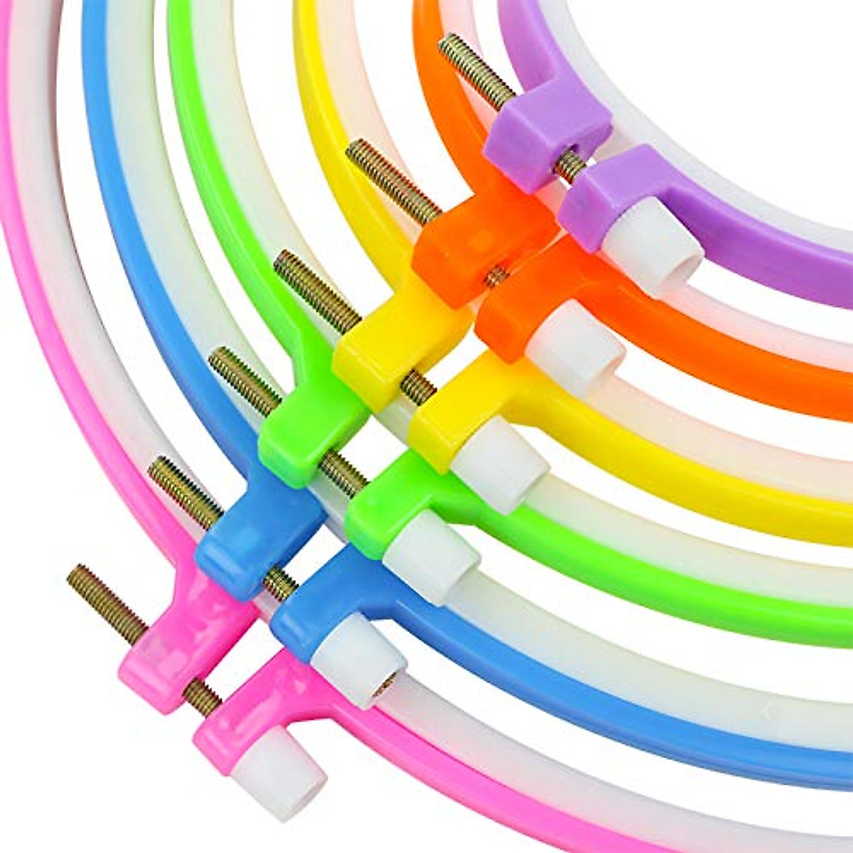 Similane 6 Pieces Embroidery Hoops, Plastic Circle Cross Stitch Hoop Ring 3.4 inch to 10.2 inch (Multicolor) for Embroidery and Cross Stitch