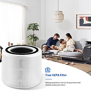 Core 300 Replacement Filter for LEVOIT Core 300 and Core 300S Air Purifier, 2 Pack 3-in-1 H13 True HEPA Filter Replacement, Core 300-RF, White