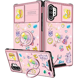oqpa for Samsung Galaxy Note 10 Plus Phone Case Cute Cartoon Case for Galaxy Note 10 Plus for Women Girly Kawaii Funny Cover with Camera Cover+Ring Holder for Note 10+ Plus, Moon Cat