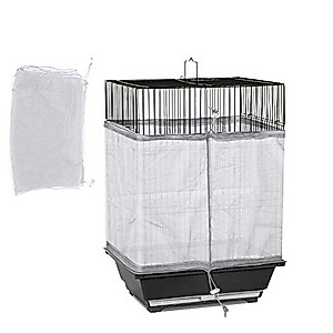 JUTTA Bird Cage Seed Catcher Parrot Cage Mesh Skirt Universal Birdcage Cover Birdseed Nylon Net Guard extra large (Not Include Birdcage) (White)