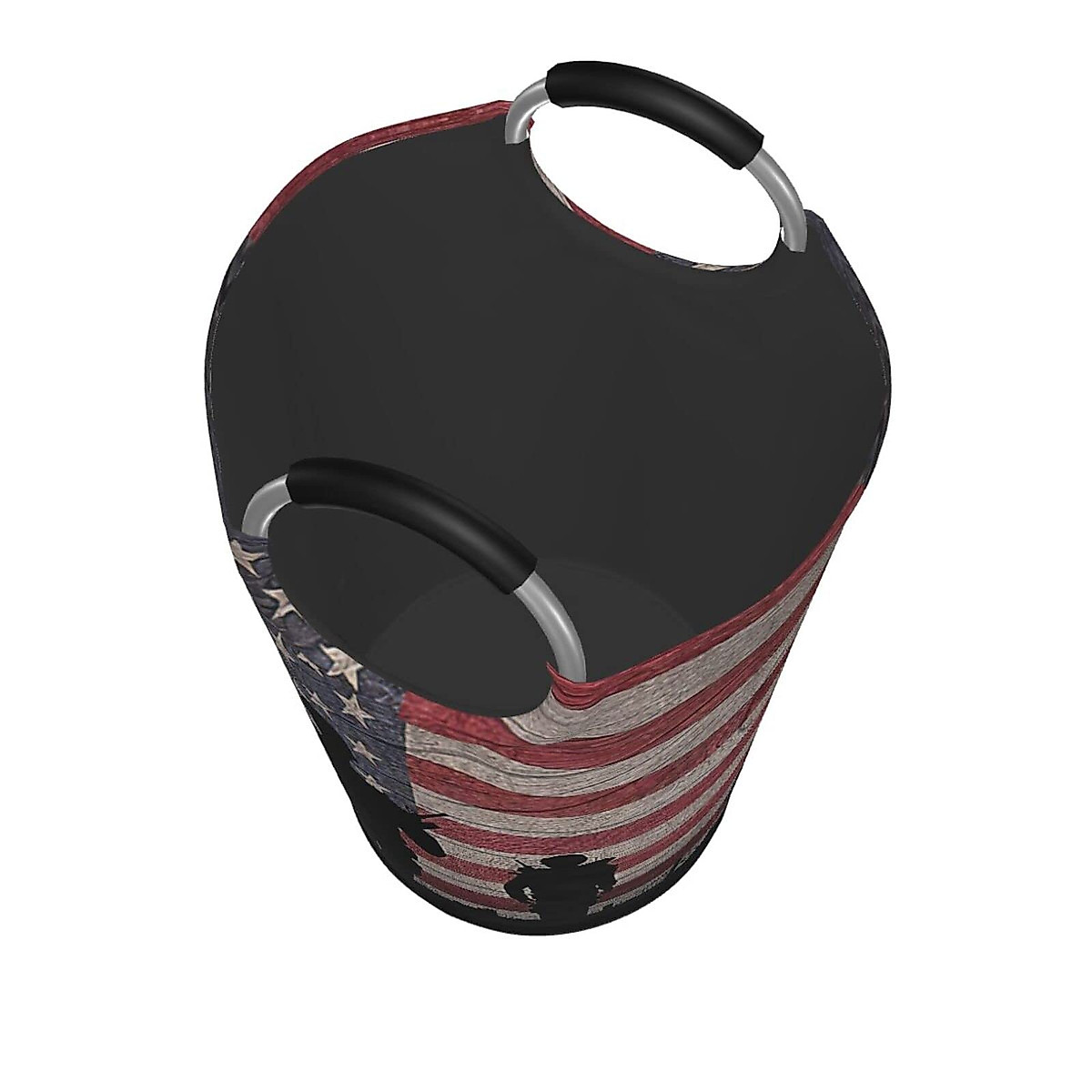 YISUMEI Laundry Basket with Handles Clothes Hamper Collapsible Durable Dirty Clothes Storage Laundry Organizer Vintage American Flag Soldier Pattern (Red and Black)