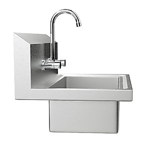 Bonnlo Commercial Sink Hand Washing Basin Stainless Steel Hand Sink with Hot&Cold Faucet, Wall Mount Utility Sink with Drainer Heavy Duty Hand Wash Sink for Commercial Restaurant Home Kitchen Workshop