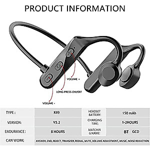 Newly Premium Bone Conduction Open-Ear Sport Headphones — Noise Cancelling Earphones - Built-in Mic Sweat Resistant Earphones for Workouts and Running with Deep Base (Black)-2