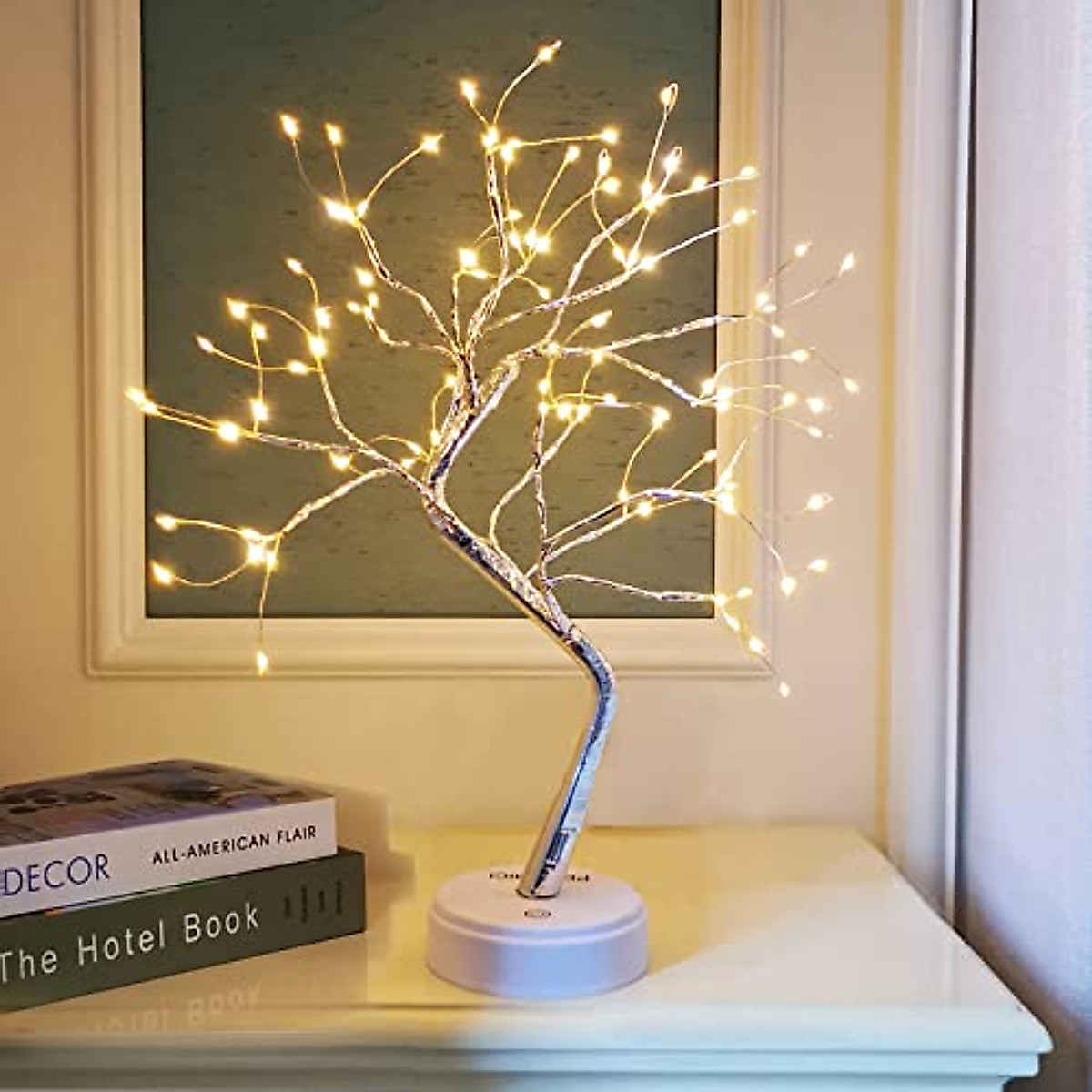 pete mici 108 LED Tabletop Bonsai Tree Light 20’’ Warm White Artificial Fairy Light Tree Battery/USB Operated Twinkling Tree Lamp for Christmas Wedding Home Decoration