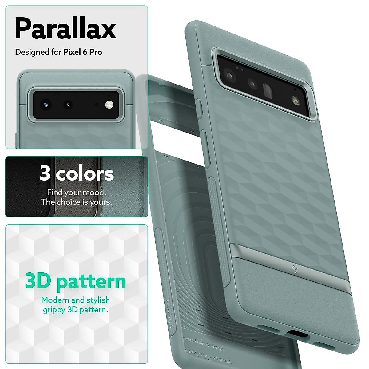Caseology Parallax Protective Case Compatible with Google Pixel 6 Pro Case (2021) - Sage Green
