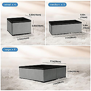 Puricon 13 Set Dresser Drawer Organizers, Foldable Drawer Dividers for Clothes Underwear Baby Clothing Bras Socks, Fabric Storage Box Containers for Closet Drawer -Grey