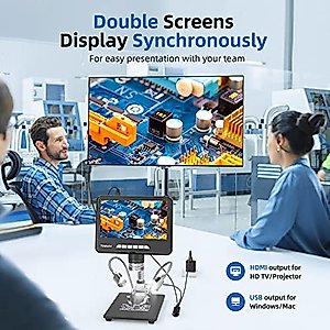 TOMLOV DM401 2K Digital Microscope 1200x, HDMI LCD Microscope with Screen, Extension Tube Included for Entire Coin View,24MP Soldering Microscope with Lights,Windows/iOS Compatible
