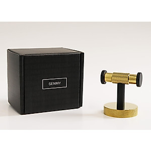 SENMY Designer Luxury Shiny Gold Knurled Matte Black PVD Finish, Solid Brass Construction, Double Towel Hook, Rustproof, Heavy Duty Door Hanger Robe Closet Corrosion-Proof Wall Mount Bathroom Kitchen