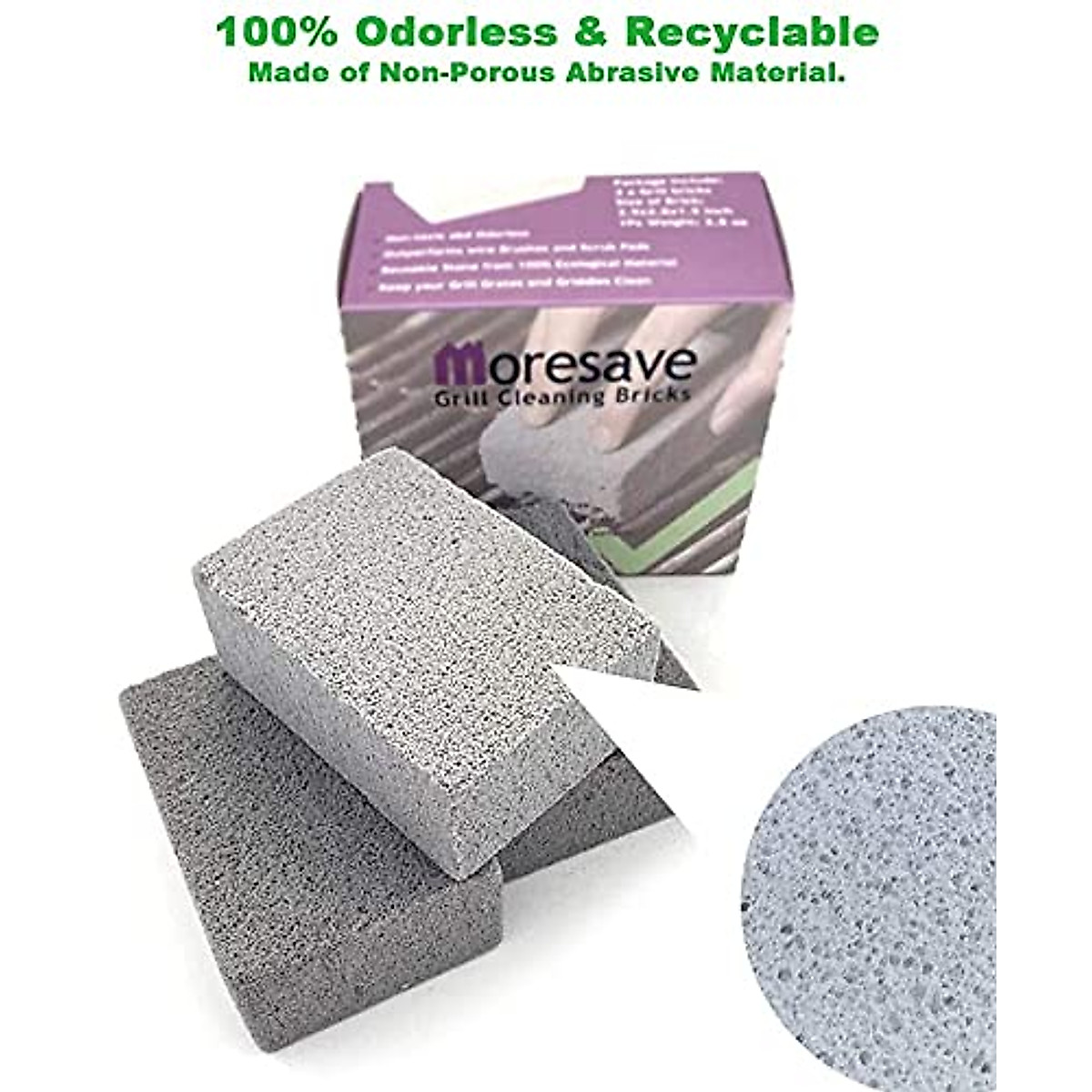 Safe Blackstone Griddle Scraper Cleaning Brick Block Kit - 3 Pack Ecological Clean Stone Magic Cleaner for Grill, Removing Stains BBQ,Pool,Racks,Baking Steel,Oven,Flat Top Cookers,Utensils,Toilet