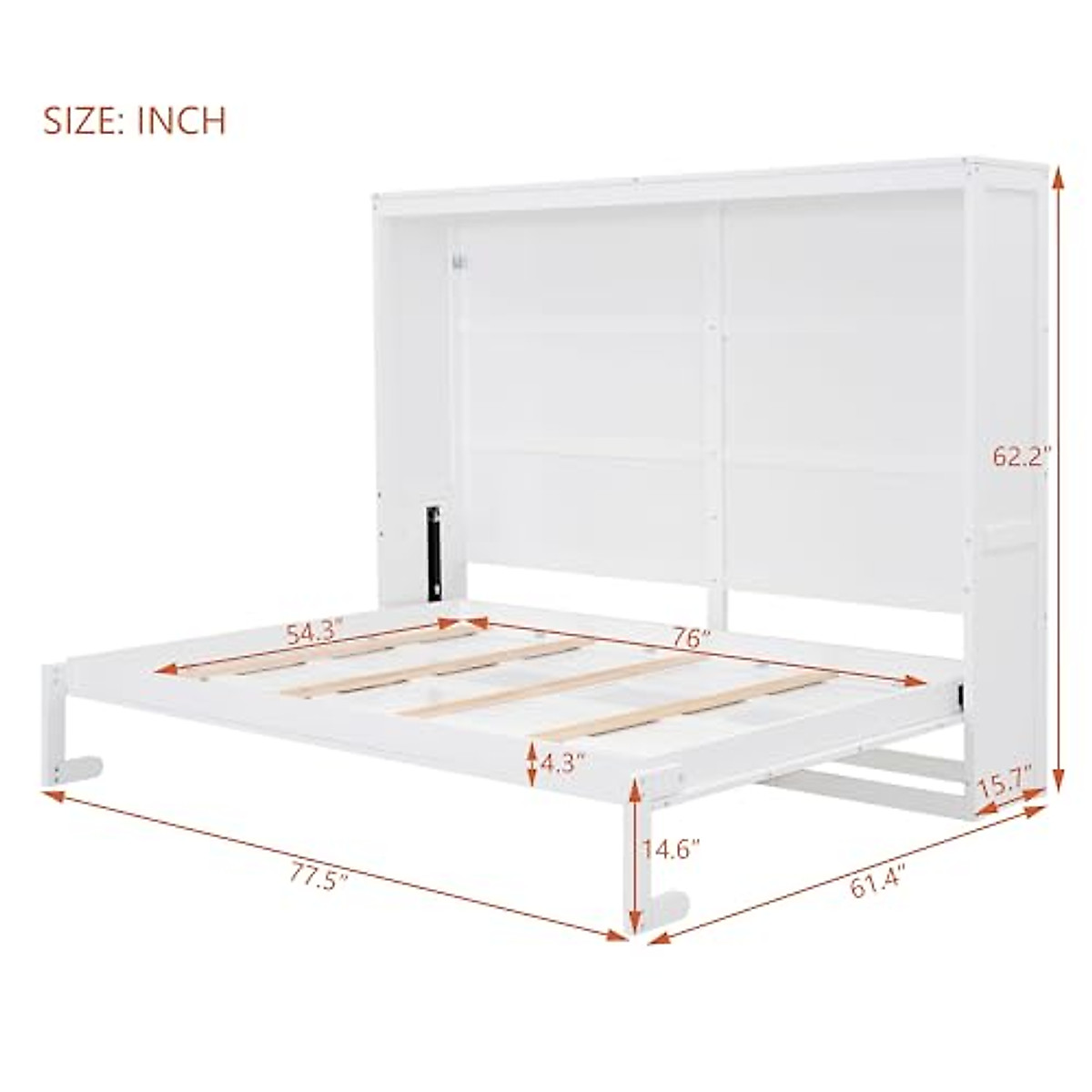 DEYOBED Full Size Multifunctional Murphy Bed, Comfortable Wall Bed for Bedroom Apartment Dorm, Can be Folded Away into a Cabinet, No Box Spring Needed, White