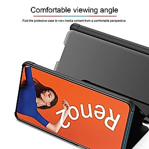 Tangyongjiao Mobile Phone case,Cell Phone Cover case for Oppo Reno2 Z / Reno2 F Plated Mirror Horizontal Flip Leather Case with Holder (Color : Black)