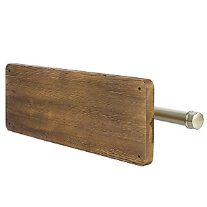 MyGift Rustic Burnt Solid Wood Paper Towel Holder Under Cabinet Wall Mount for Kitchen Paper Towel with Easy Refill Open End Industrial Brass Pipe Bar, Single Roll Paper Towel Rack Dispenser