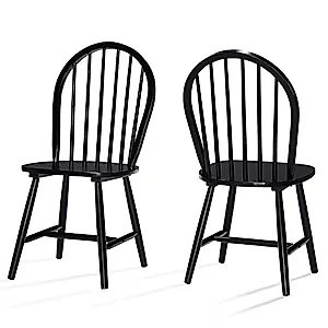 Christopher Knight Home Declan Farmhouse Cottage High Back Spindled Rubberwood Dining Chairs, 2-Pcs Set, Black